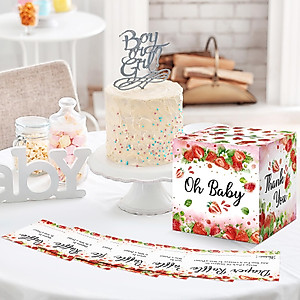 Jetec 50 Pcs Sweet Strawberry Diaper Raffle Tickets with Diaper Raffle Box Strawberry Baby Shower Decoration Diaper Raffle Game Kit Baby Shower Holder Box for Girl Gender Reveal Party Favor Supply
