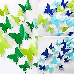 3D Royal Blue Butterfly Wall Stickers 24 pcs Removable Mural Stickers Wall Stickers Decal for Home and Room Decoration Kids Room Bedroom Decor Living Room Sticker (Dark Blue)