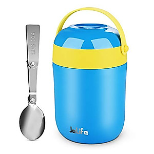 Jelife Thermos for Hot Food Container - 16oz Lunch Soup Thermos Insulated Food Jar, Bento Lunch Box Stainless Steel Food Funtainer with Spoon for Back to School Camping Vacuum Leak-Proof, Blue