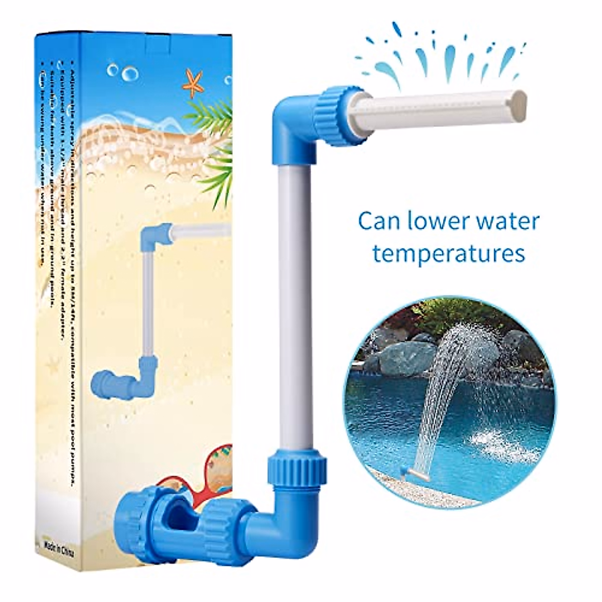 Swimming-Pool Fountain Water Sprinkler Cooler - Water Fun Sprayer for Above & In Ground Pools Decoration, Waterfall Pool Aerator Chiller for Indoor Outdoor Pool Pond Garden Temperature Circulation