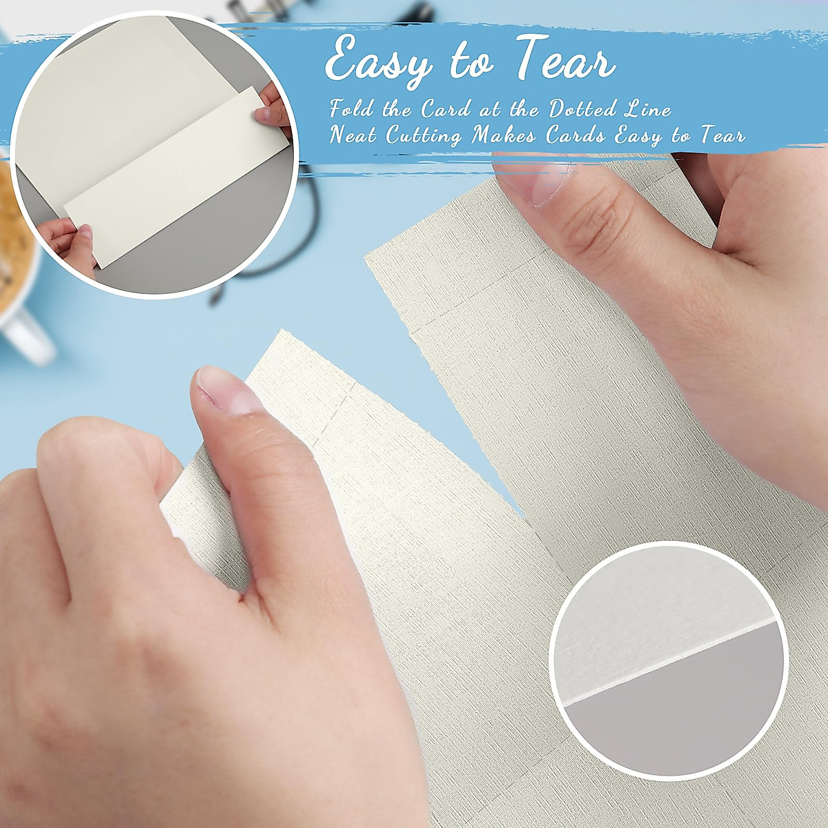 SATINIOR 1000 Pcs White Blank Printable Business Cards Paper 3.5 x 2 Inch Linen Textured Business Cards Bulk Double Sided Perforated Cardstock Compatible with Laser and Inkjet Printer