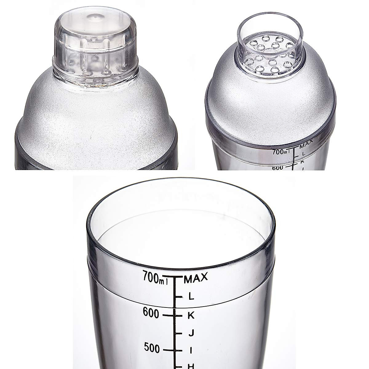 Plastic Shaker Cocktail 700cc / 24 oz Drink Mixer with Marks Clear Milk Tea Wine Shaker Bar Mixing Tool (24oz *1)