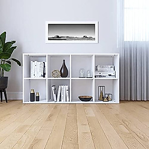 Natulvd Wooden Open Shelf Bookcase - 4 Tier Floorstanding CD/DVD Display Cabinet Rack with 8 Cube Storage, Horizontal and Vertical Adjustable, for Home Office Apartment - White