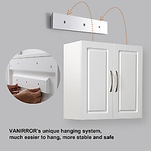 VANIRROR White Storage Cabinets, Bathroom Wall Cabinet Laundry Room Cupboard Over Toilet Space Storage Cabinet, Medicine Cabinet for Bathroom Kitchen with 2 Door and Adjustable Shelf