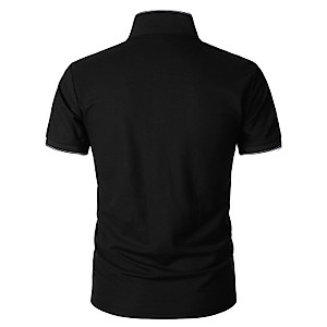 HOOD CREW Man’s Polo Shirt Casual Basic Designed V-Neck Tee Shirts Black XL