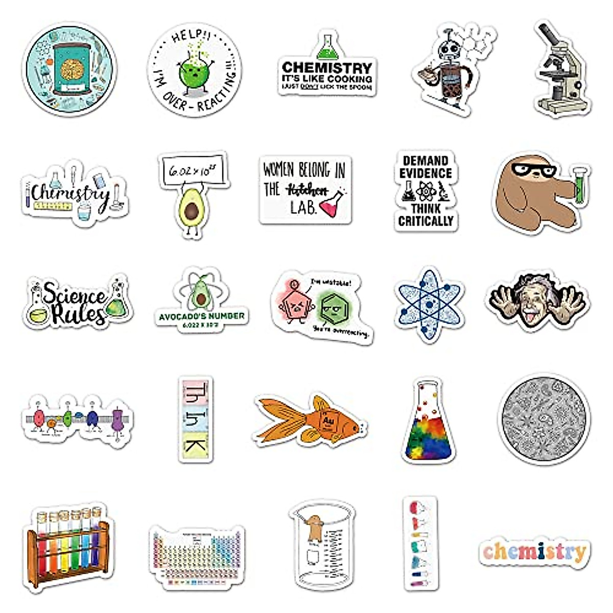 50PCS Pack Chemical Laboratory Equations Chemistry Stickers for DIY Laptops Stationery Phone Case Skateboard Gifts Decals for Kids Birthday Party