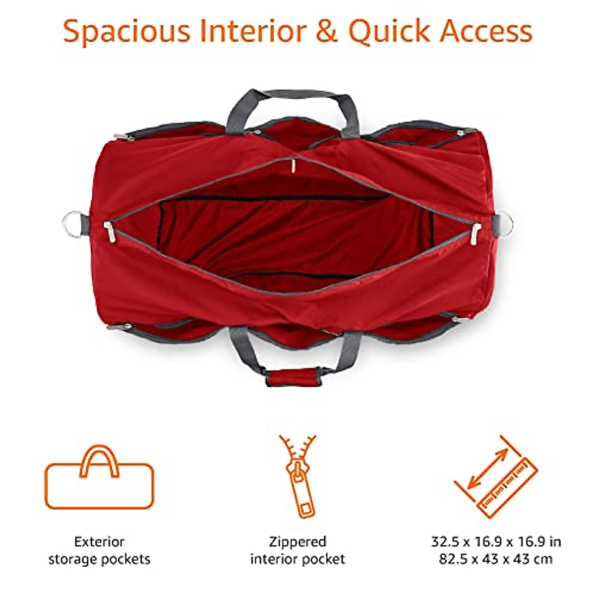 Amazon Basics Large Travel Luggage Duffel Bag, Red