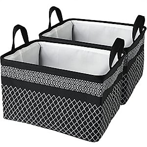 Storage Basket 2-Pack Fabric Storage Bins for Organizing Clothes Toys Collapsible Storage Basket with Handles Storage Bins for Shelves