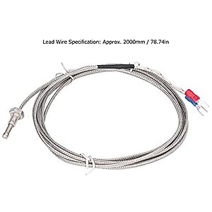 Screw Probe Temperature Sensor J Type Thermocouple 2 Meters Cable Temperature Range: 0~750℃ WRNJ-M6