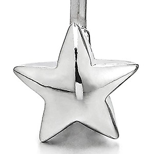COOLSTEELANDBEYOND Steel Puff Star Belly Button Ring Body Jewelry Piercing Ring Navel Ring Barbells with Cubic Zirconia