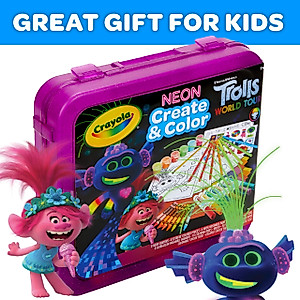 Crayola Trolls World Tour, Neon Create & Color Art Set, Over 70 Art Supplies, Gift for Kids, 5, 6, 7, 8