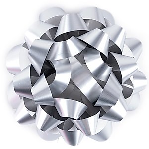 MAYPLUSS 8" Gift Bow, 1 Bows, Matte Silver, Perfect for Birthday, Holiday, Party Favors Decorations