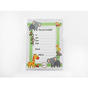 Tytroy Animal Themed Multi Occasion Party Invitation Jungle Zoo Safari Gender Neutral Invite Cards (48 pc)