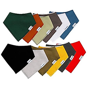 Baby Bandana Drool Bibs for Boys and Girls, Solid Colors,12 Pack Baby Bibs for Teething and Drooling, Organic Cotton Bibs