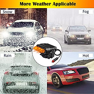 Car Heater Defroster, 12V 120W Auto Defogger 360° Rotatable Fast Heating Quickly Defrost 2 in 1 Auto Car Windshield Portable Heater Cooling Fan
