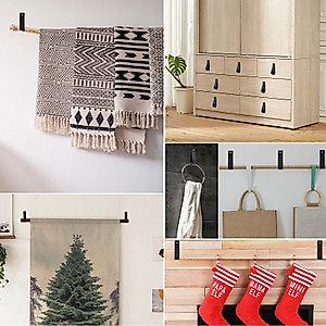 Vin Beauty 6 Pcs Leather Wall Hooks Wall Hanging Strap Leather Curtain Rod Holder Leather Straps Hanger Towel Leather Hook for Towel Bathroom Kitchen Bedroom(Black)