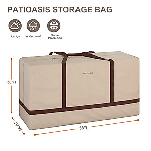 Cushion Storage Bags for Patio Furniture Waterproof 58 inch Long Heavy Duty Oudoor Furniture Cover Storage Bag with Zippers and Handles Dustproof Rectangle Moving Bag