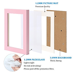 Egofine 4x6 Picture Frames with Plexiglass, Display Pictures 3.5x5 with Mat or 4x6 Without Mat Set of 4 for Tabletop and Wall Mounting, Pink