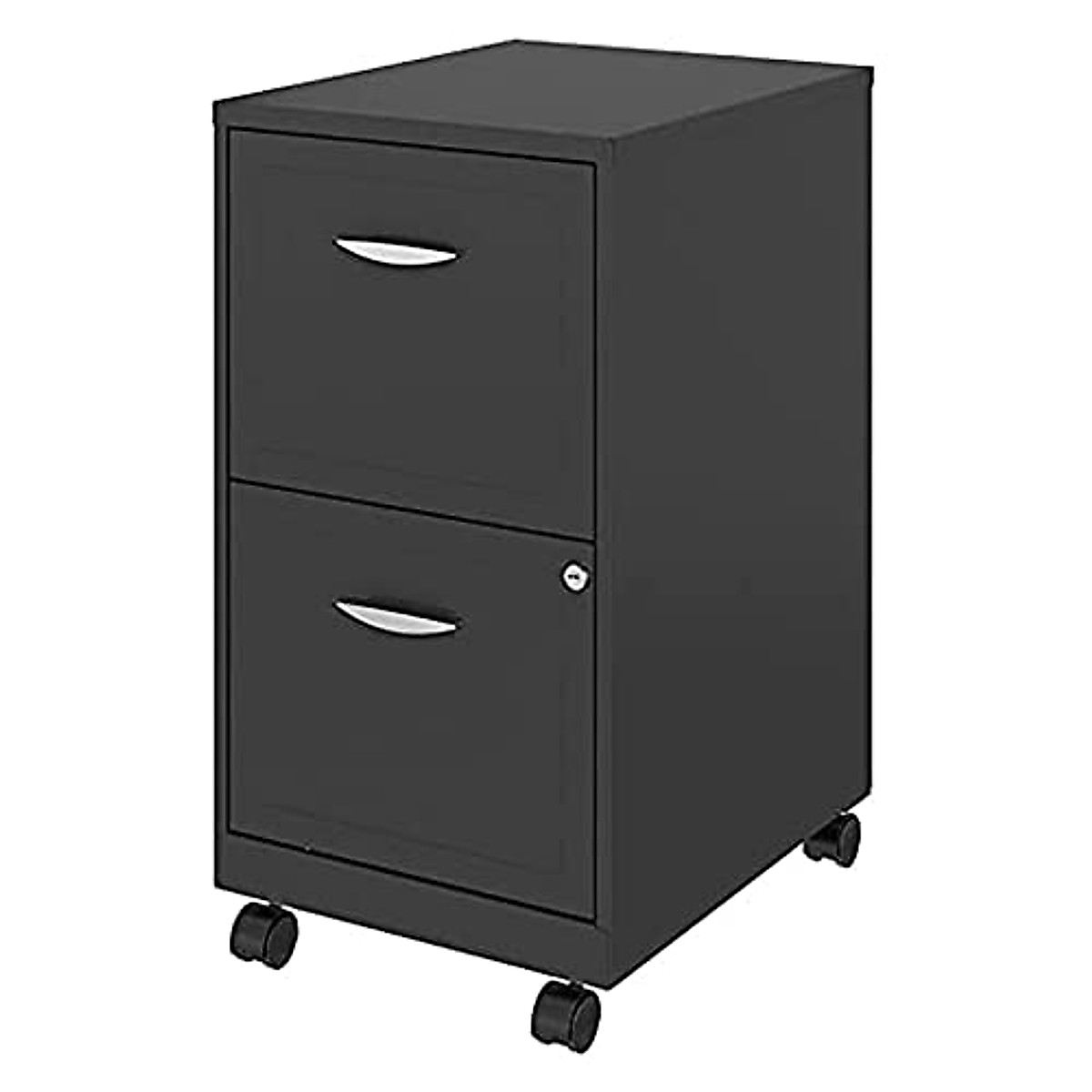 Space Solutions 18 Inch Wide Metal Mobile Organizer File Cabinet for Office Supplies and Hanging File Folders with 2 File Drawers, Charcoal