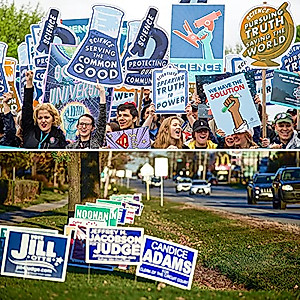 12 Pack Blank Yard Signs with Stakes, IKAYAS 19 x 14 Inches White Garden Yard Signs Yard Sale Signs Corrugated Lawn Signs for Party Yard Decorations,Garage Sale, Guidepost, Open House