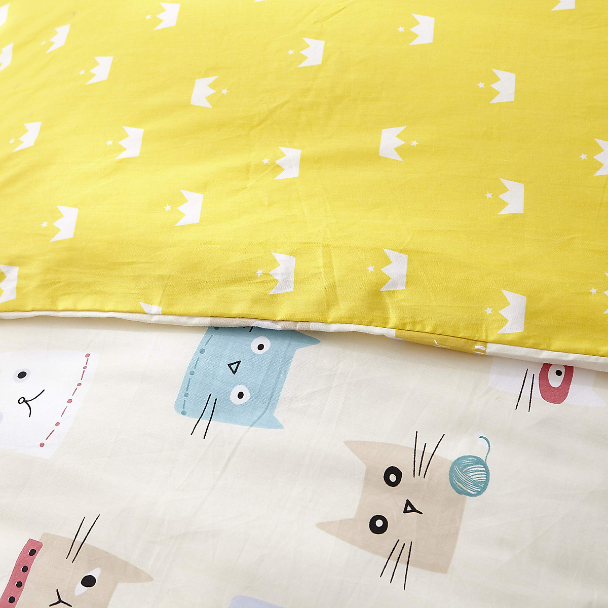 MEJU Cat Kitty 100% Cotton Duvet Cover 43" X 59" + Pillowcase 13" X19" Bedding Set with Zipper Closure for Baby Toddler Boys Girls Crib Bed Decoration Gift