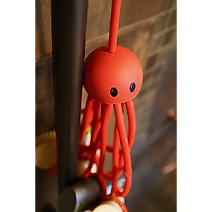 Formverkert Octopus Shower Caddy (in Red) - Shower Gel Shampoo Conditioner Brush Razors Toys Accessories Holder, 9 Slots, Fits All Sized Bottles, Stylish Fun Bath Shower Organizer, Designed in Sweden