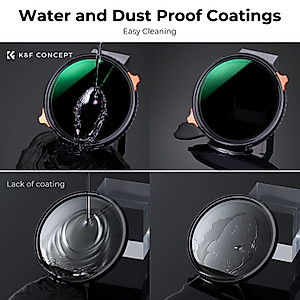 K&F Concept 67mm ND4-64 (2-6 Stops) ND Lens Filter Variable & CPL Polarizers Filter 2-in-1, 28 Multi-Coated Polarizing and Neutral Density Camera Lens Filter (Nano-X Series)