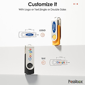 Possibox Custom Swivel USB Flash Drive 4GB Promotional Product Personalized with Your Logo - Bulk USB 2.0 - Customizable 50 Pack