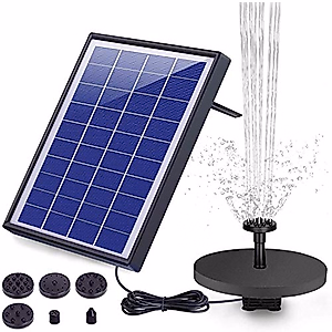 AISITIN 6.5W Solar Bird Bath Fountain Built-in 1500mAh Battery, Solar Fountain Pump for Bird Bath with 6 Nozzles, Solar Floating Water Fountain Pump for Bird Bath, Fish Tank, Pond, Garden and Outdoor