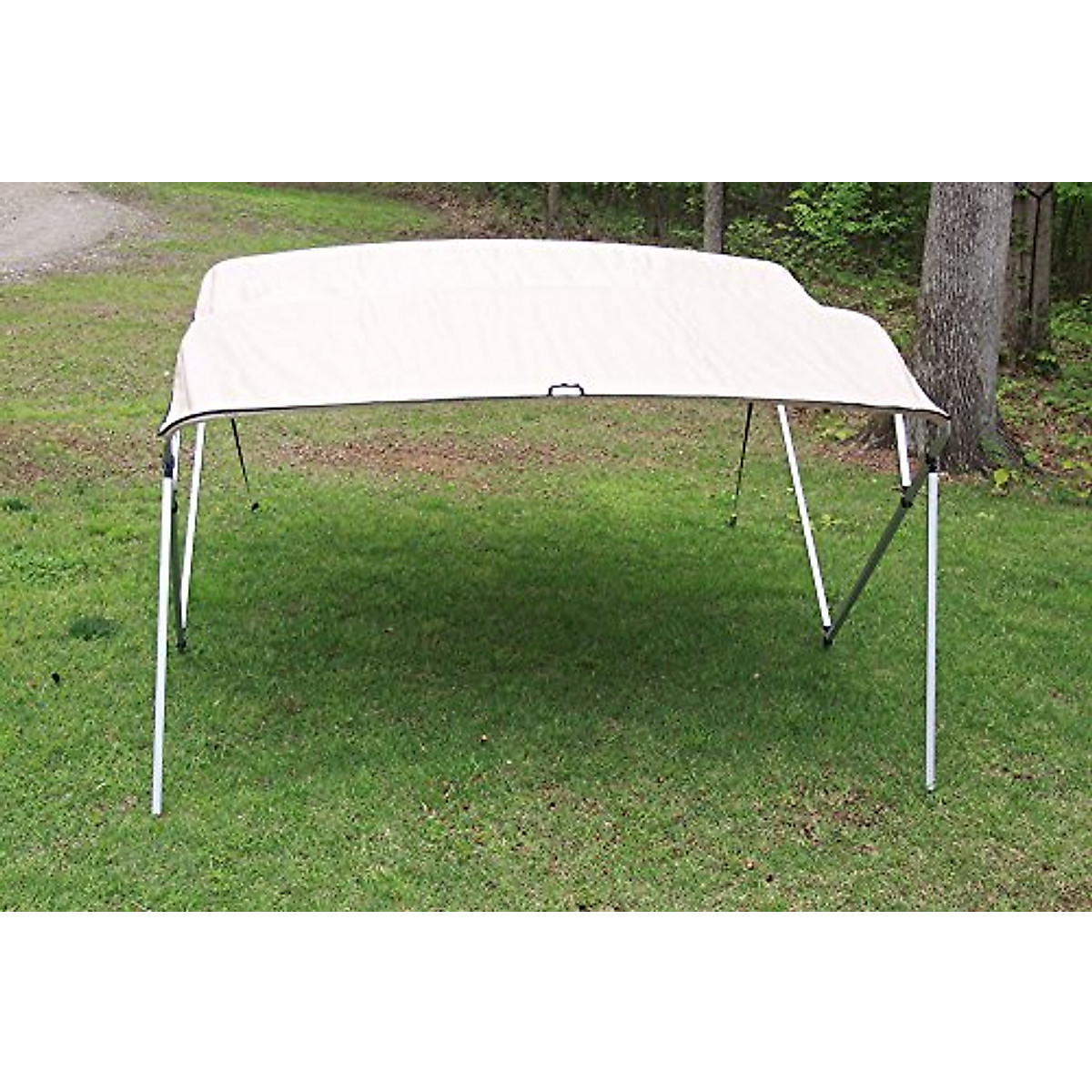 TAN/Beige Square Tube Frame VORTEX 4 Bow Pontoon/Deck Boat Bimini TOP 12' Long, 91-96