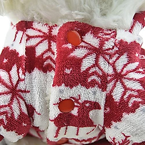 FLAdorepet Fleece Dog Winter Jacket Coat with Fur Collar, Snowflake Elk Christmas Puppy Cat Pet Jumpsuit Costume Clothes for Small Dog (X-Large, Red)