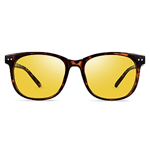 Night Vision Driving Glasses Polarized Anti-glare Clear Sun Glasses Men & Women Fashion (Tortoiseshell, 56)