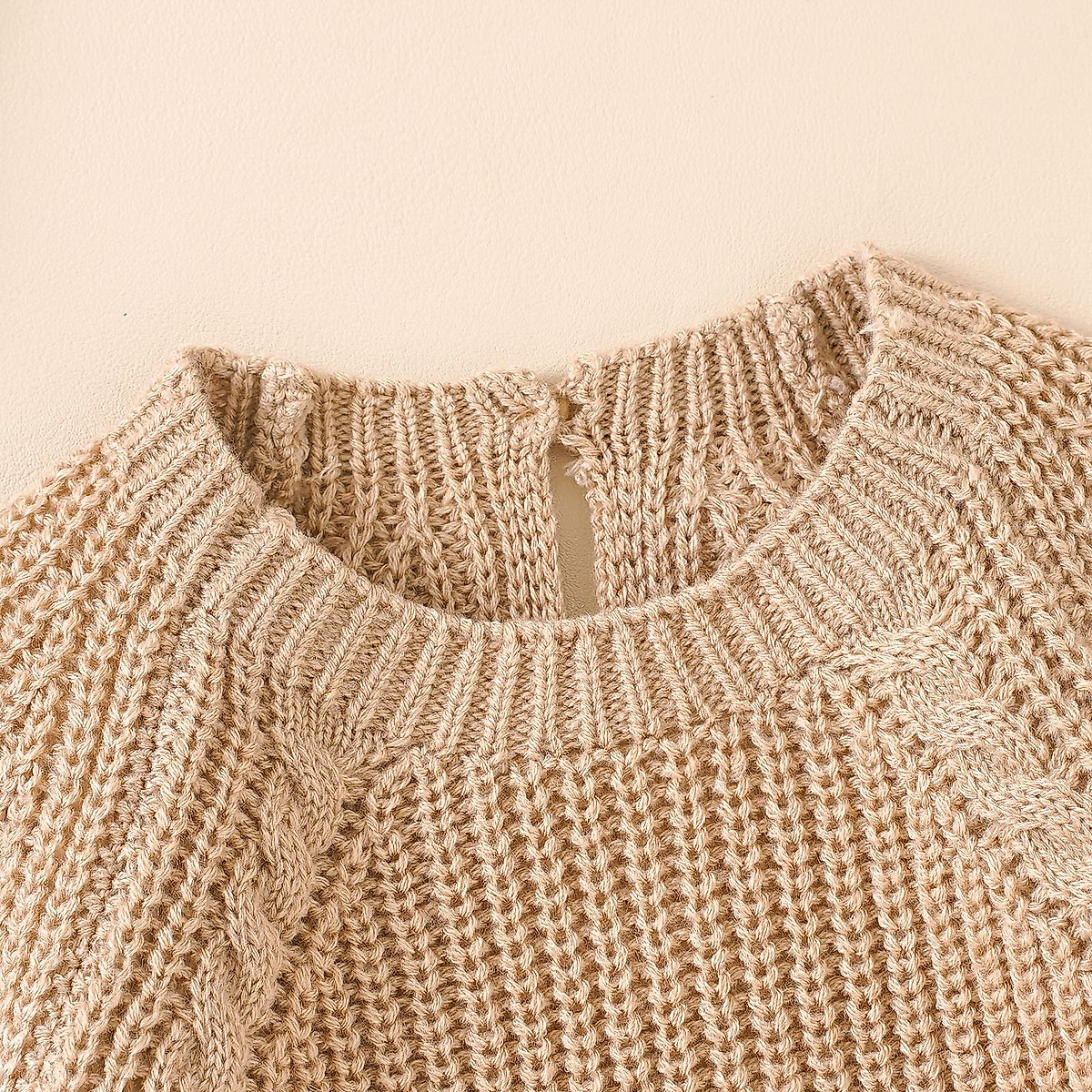 Newborn Baby Girl Boy Knit Sweater Romper Neutral One Piece Bodysuit Pullover Fall Winter Clothes (Hat Khaki, 0-3M)