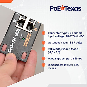 PoE Texas 24 Multi Port PoE+ Injector with 48v 240w Power Supplies - 10/100/1000 Gigabit Passive Power Over Ethernet Means Versatility - 30W PoE Injector for WiFi Access Point, PTZ Camera, IP Phone
