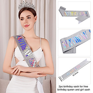 Tiara for Women, Crystal Queen Crowns, Rhinestone Princess Tiaras, Royal Hair Accessories Perfect for Birthday Decorations, Wedding Brides, and Halloween Cosplay (Silver)