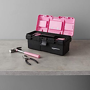Amazon Basics Household Tool Set with Tool Storage Box - 150-Piece, Pink