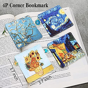 Corner Bookmark (with Tassel / Ornaments / Flower Letter Embroidery) 4 Packs Canvas Cute Book Marker for Women Kids Men Book Lovers Bookworm Gifts