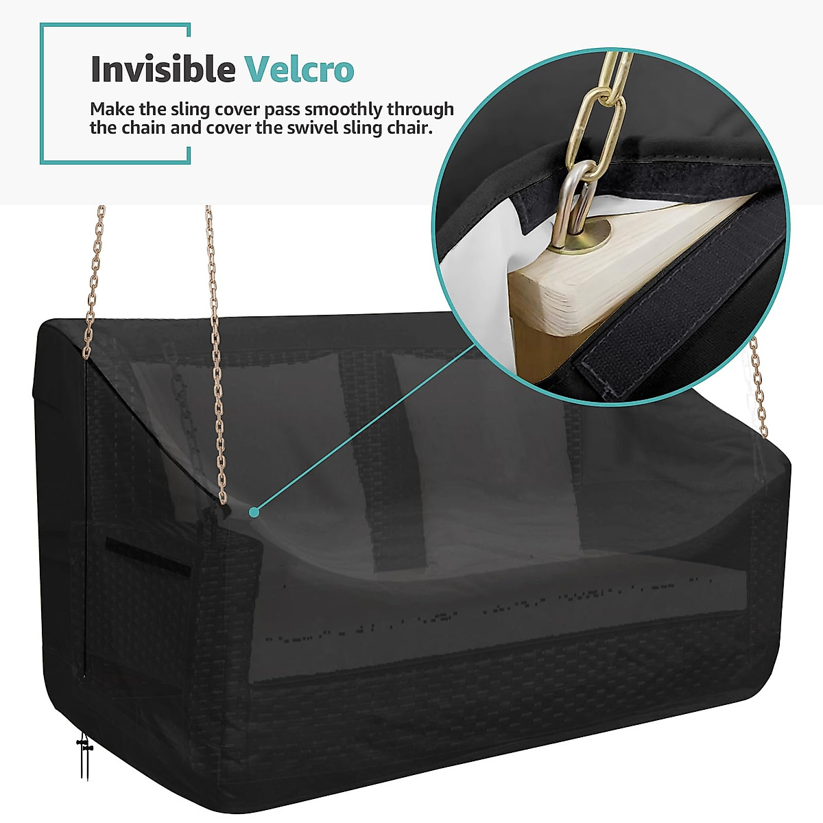 boyspringg Porch Swing Cover, Waterproof All Weather Protection, 56x32x25 Inch, Durable Polyester, Chair Cover for Outdoor Furniture, Black