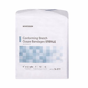 McKesson Conforming Stretch Gauze Bandages, Sterile, 4 in x 4 1/10 yd, 12 Count