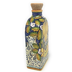 CERAMICHE D'ARTE PARRINI - Italian Ceramic Pottery Bottle Cups Limoncello Liqueur Pattern Lemons Hand Painted Made in ITALY Tuscan Store