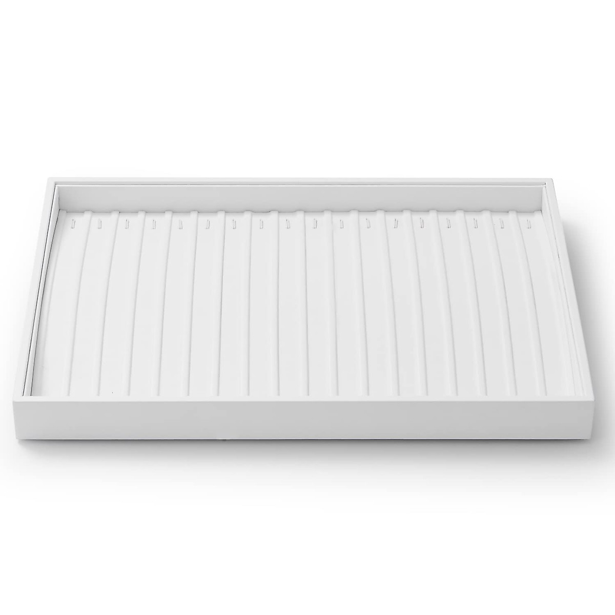 Oirlv Premium White Leather Stackable Jewelry Tray 18 Gird Necklace Bracelet Organizer Showcase Necklace Display Tray