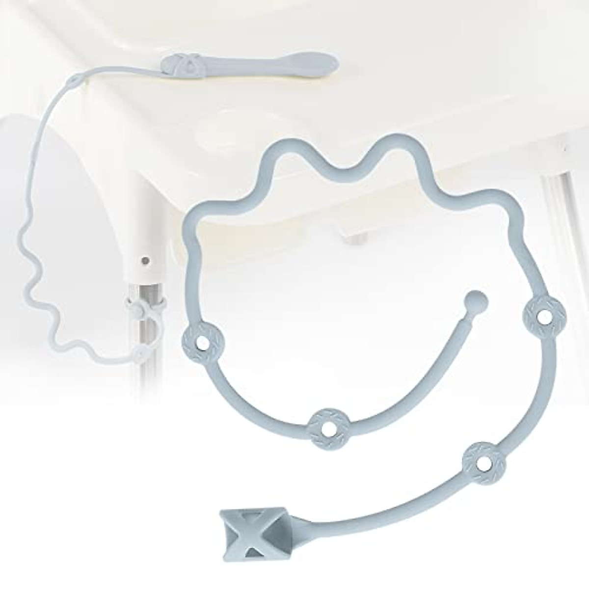 Baby Spoons Self Feeding 6 Month,Toddler Utensils Holder Strap Food Grade Silicone Keep Fork and Spoon Off The Floor Great for Kids,Hook On High Chair（Blue）