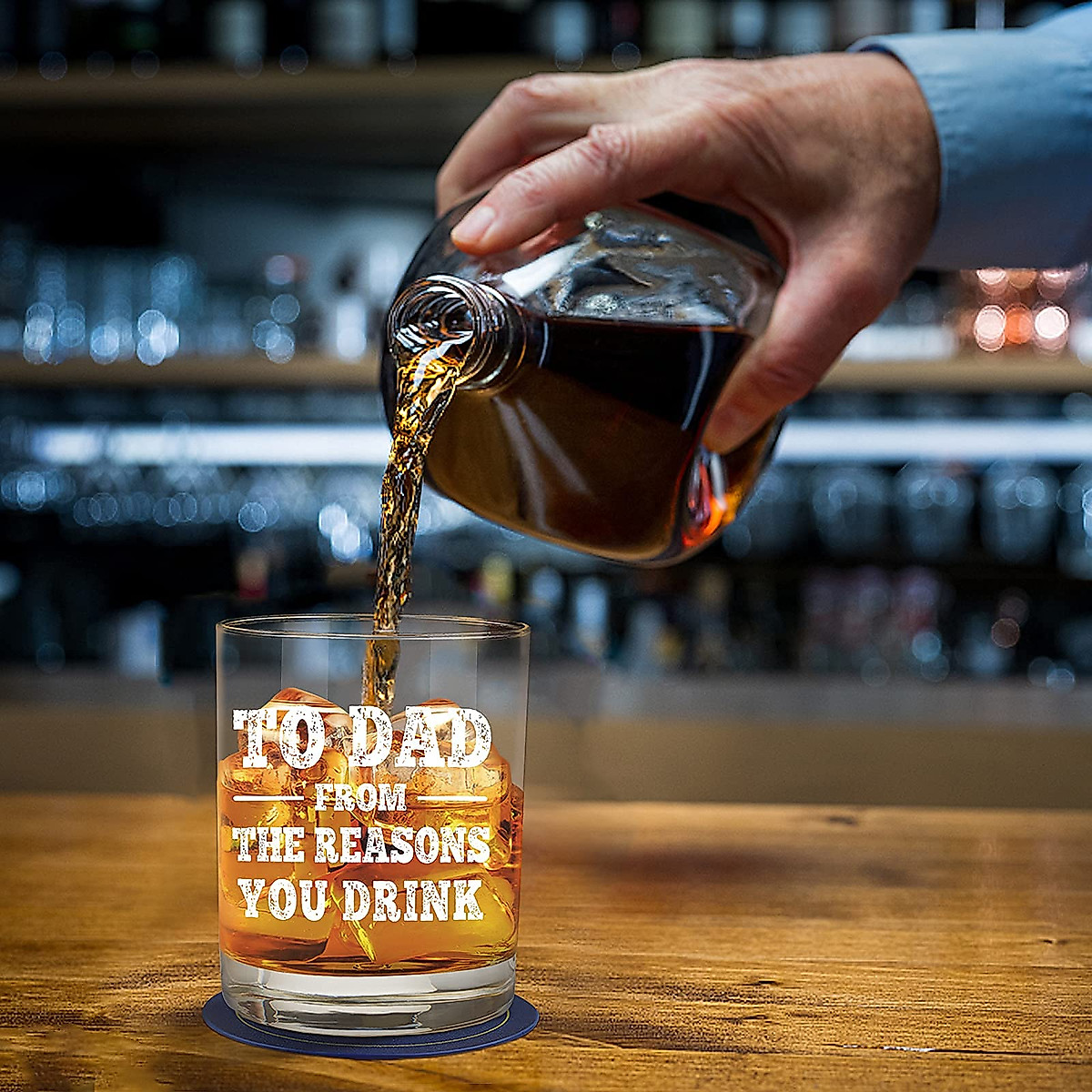NBOOCUP To Dad From The Reasons You Drink Funny Whiskey Glasses Gift for Dad - Novelty Birthday, Christmas Gift for Dad, Dad Gift from Daughter, Son, Wife, Cool Present Ideas for Dad, 11 oz