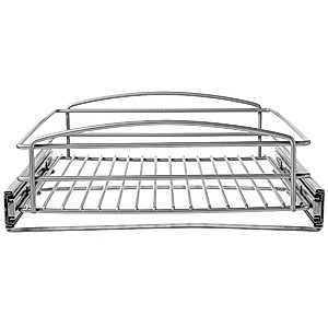 Knape & Vogt RS-MUB-14-FN 5 in. H x 15 in. W x 20 in. D Multi-Use Basket Silver Pull Out Cabinet Organizer, Frosted Nickel