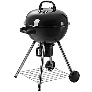 Devoko 22 Inch Charcoal Grill Premium Kettle Enamel Charcoal Grills with Adjustable Ash Catcher Plated Steel Grill Bakeware Clips Thermometer Wheels for BBQ Patio Garden Beach Outdoor Camping