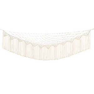 Mkono 2 Style Macrame Stuffed Animal Hammock Toy Storage Organizer with Lights and Tassels Boho Stuff Animals NetLarge Capability Corner Toys Display Hammock for Nursery Playroom