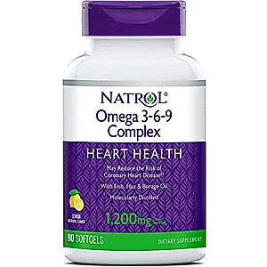 Natrol Omega-3-6-9 Complex with Flax and Borage, 90 Softgels (Pack of 2)