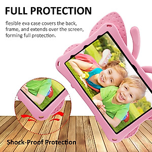 Simicoo Fire HD 10 Tablet 11th Gen 2021 case Cute Butterfly Case with Stand for Kids Light Weight EVA Rugged Shockproof Heavy Duty Kids Friendly Full Cover for Fire HD 10 11th Gen 2021 (Pink)