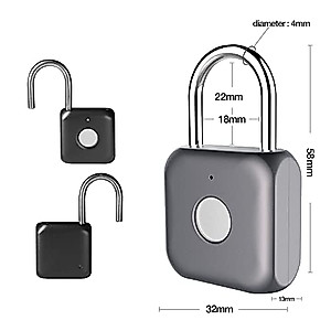Fingerprint Padlock eLinkSmart App Locker Lock Fingerprint & Phone App, Remotely Authorized, Unlock Record, Schedule, Bluetooth Lock for Gym Locker, School Locker, Backpack, Suitcase, Luggage, Black