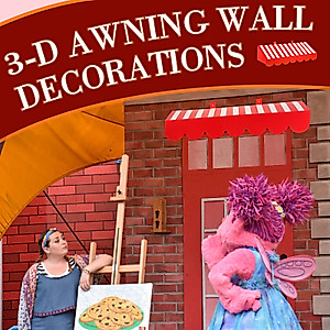 Tallew 4 Pcs 3D Circus Awning Wall Decoration Carnival Awning for Carnival Theme Party Classroom Decorations (Red and White)